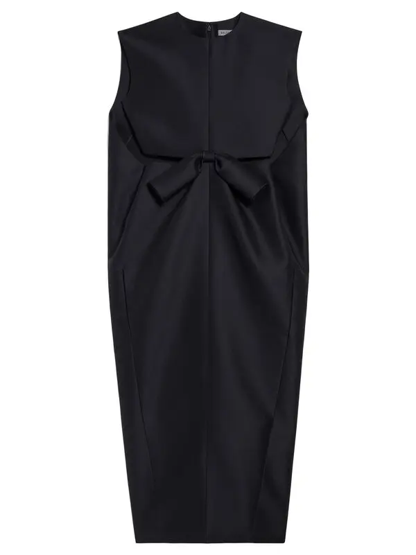 Balenciaga Cocoon Dress In Wool And Silk - Black