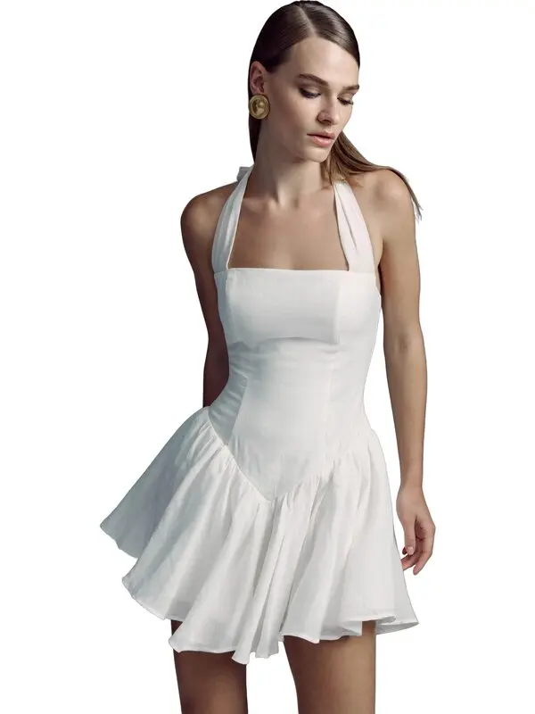 Bardot Marabella Halter Mini Dress - Ivory