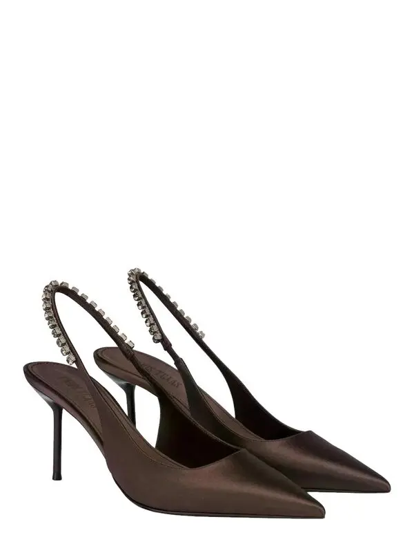 Paris Texas Lidia Crystal-embellished Slingback Pumps - Brown