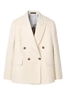 Paul Smith Cream Cotton-linen Double-breasted Blazer - White