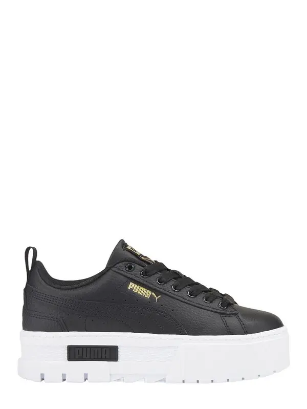 PUMA Mayze Leather Jr Lace Up Sneakers - Black