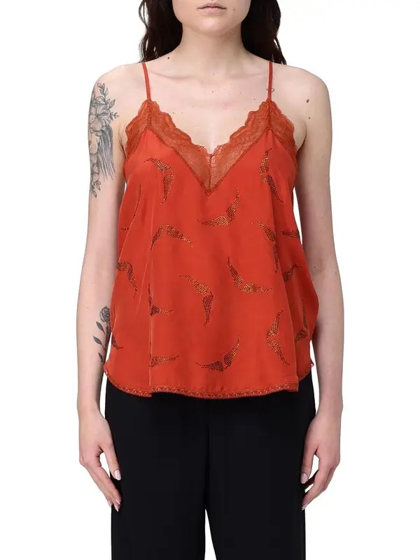 Zadig&Voltaire Embellished Lace Trim Camisole - Orange