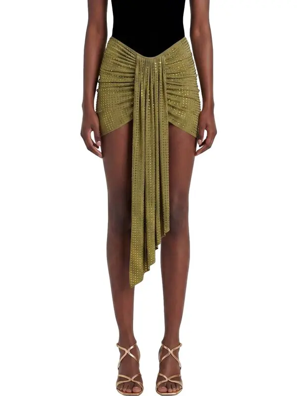 VENUJA Embellished Draped Skirt - Military