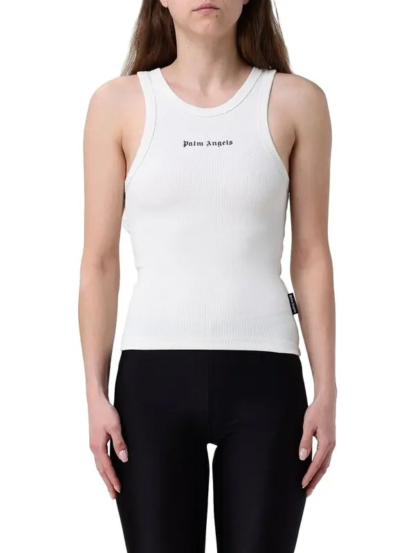 Palm Angels Ribbed Tank Top - White