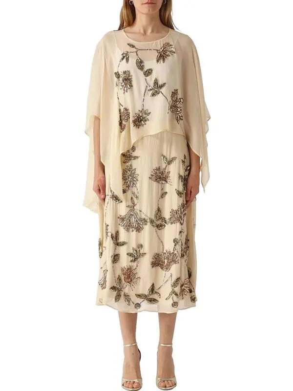 Malìparmi Embellished Cape Top - Beige
