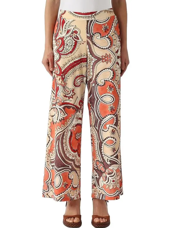 Malìparmi Printed Jersey Wide Leg Palazzo Trousers - Salmon
