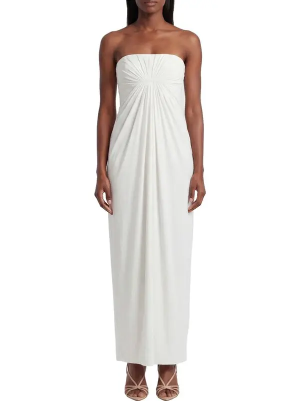 Alberta Ferretti Strapless Draped Gown - Grey