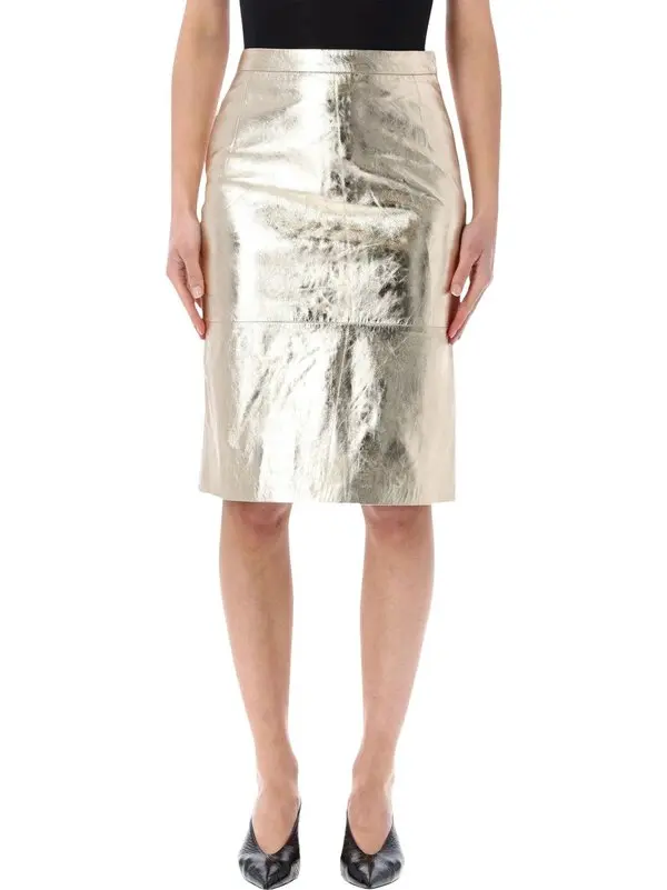 ROTATE BY BIRGER CHRISTENSEN Metallic Pencil Skirt - Gold