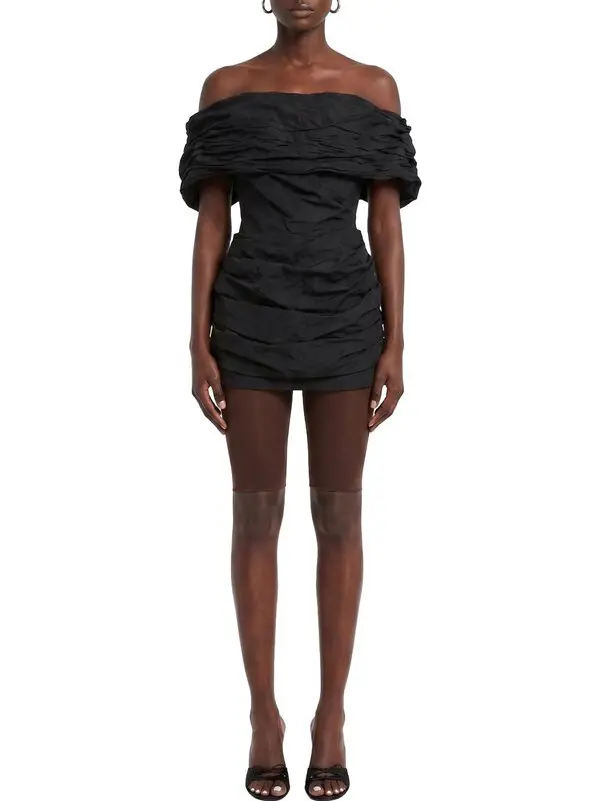 Magda Butrym Off-the-shoulder Ruched Mini Dress - Black