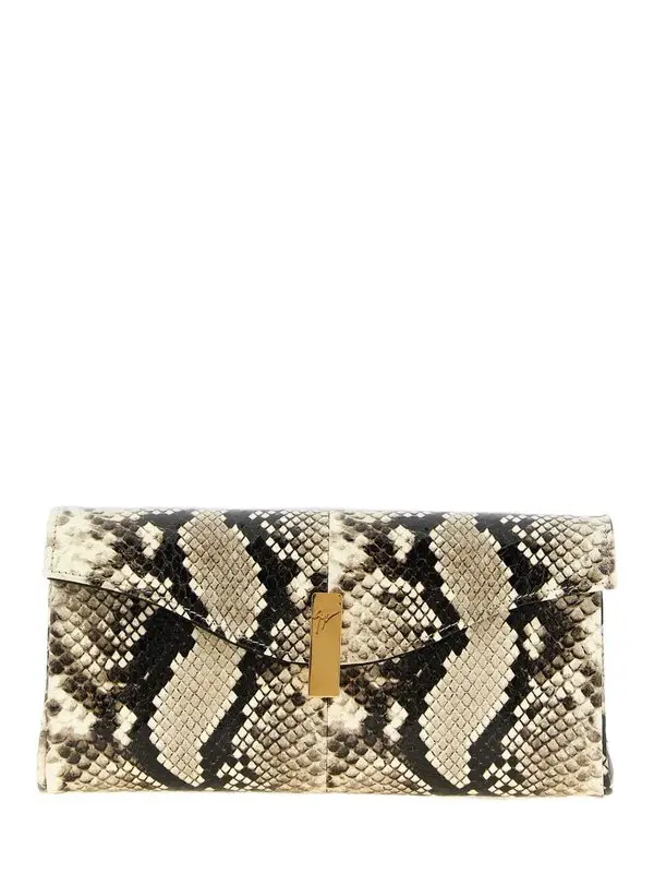 GIUSEPPE ZANOTTI Python Print Clutch With Gold Tone Clasp - Multicolor
