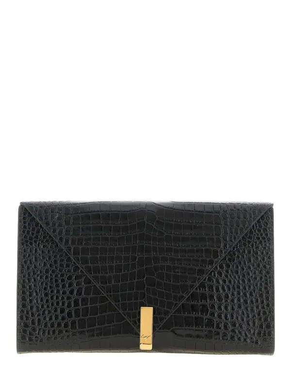 GIUSEPPE ZANOTTI Croc Effect Clutch - Black