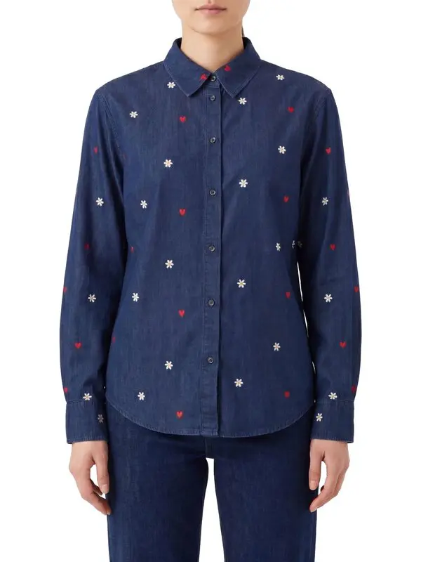MC2 SAINT BARTH Embroidered Denim Shirt - Multicolor