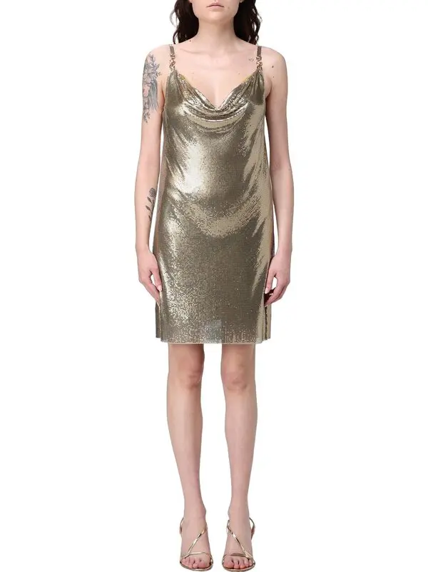 Versace Metallic Cowl Neck Dress - Gold