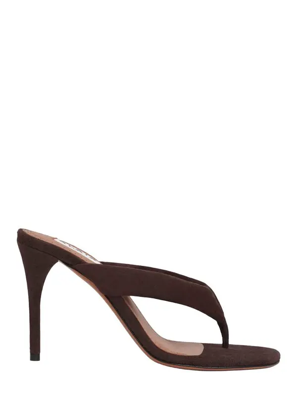 Alaïa Suede Thong Mules 90 - Brown