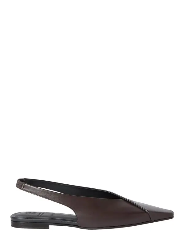 Brunello Cucinelli Leather Slingback Flats - Brown