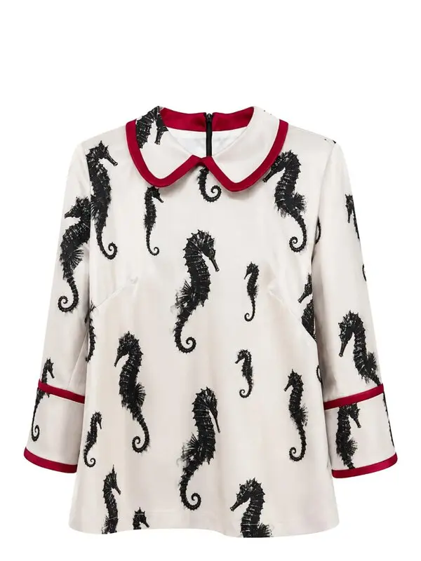 JULIA ALLERT Seahorse Print Blouse - Beige