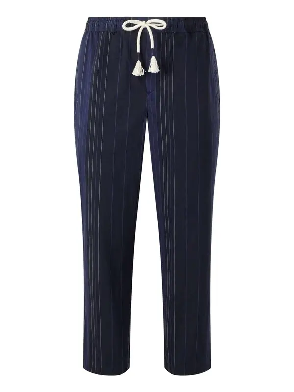 Orlebar Brown Straight-leg Striped Cotton Drawstring Trousers - Navy