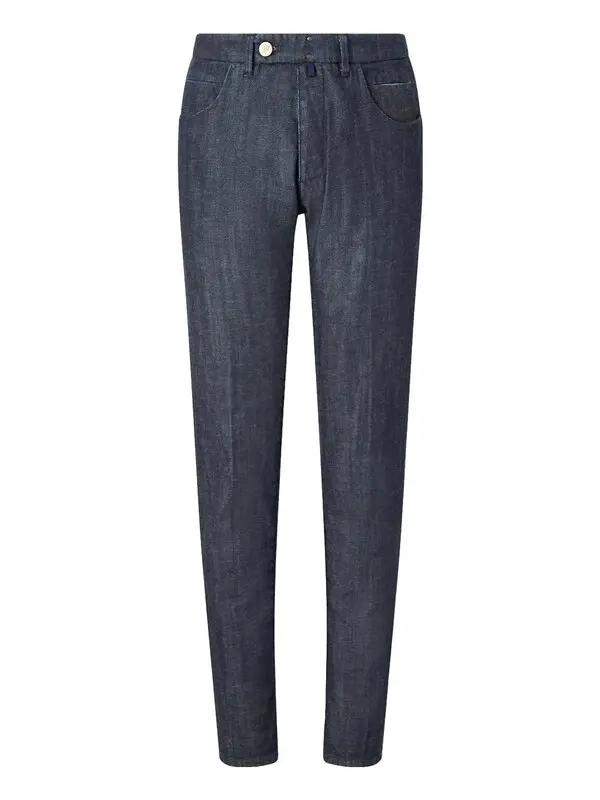 SLOWEAR Tapered Cotton-blend Gabardine Trousers - Blue