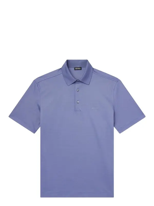 Zegna Knitted Cotton-piqué Polo Shirt - Blue