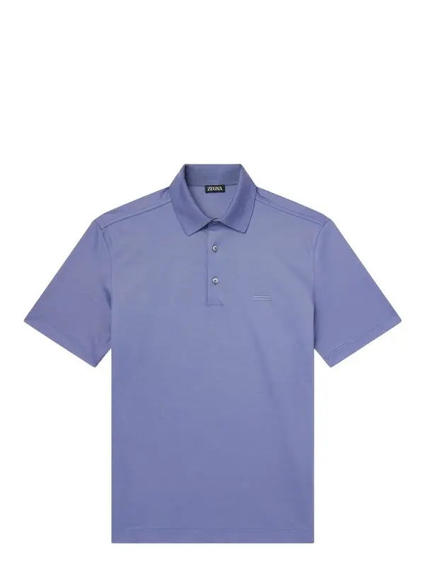 Zegna Knitted Cotton-piqué Polo Shirt - Light Blue