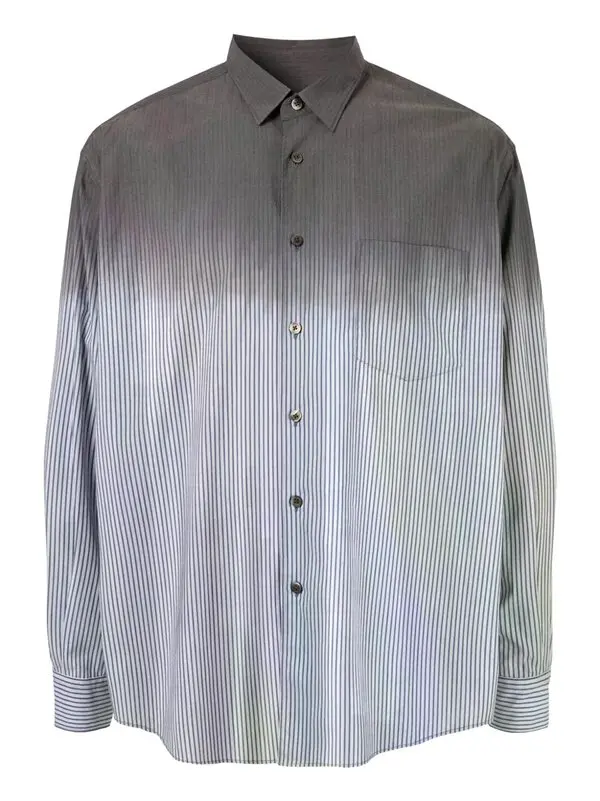 PORTS V Gradient Pinstripe Shirt - Grey