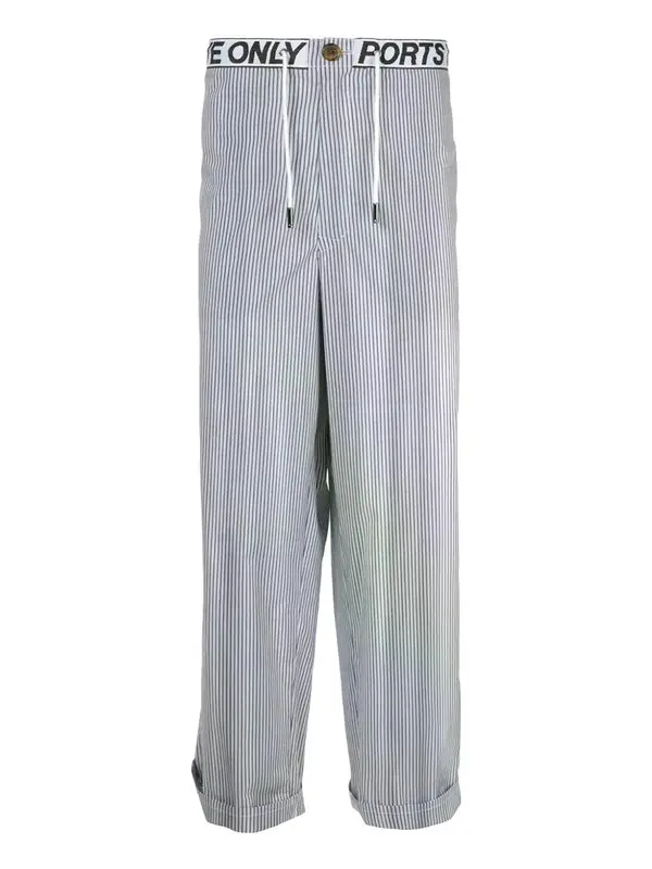 PORTS V Striped Drawstring Trousers - Blue