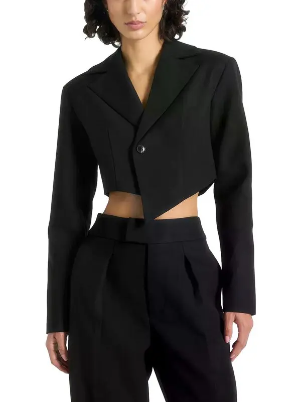 Manière De Voir Dina In Asymmetric Cropped Blazer - Black