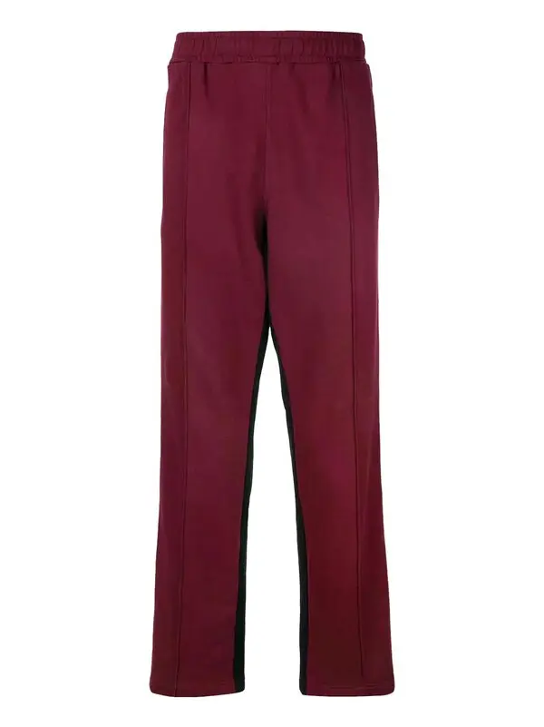 PORTS V Burgundy Cotton Side Stripe Trousers - Red