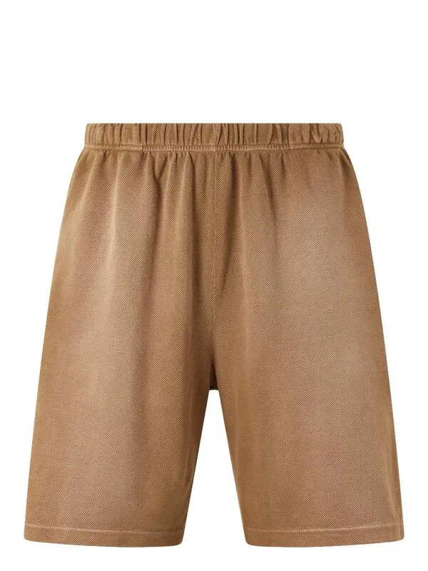 LES TIEN Straight-leg Cotton-piqué Drawstring Shorts - Brown