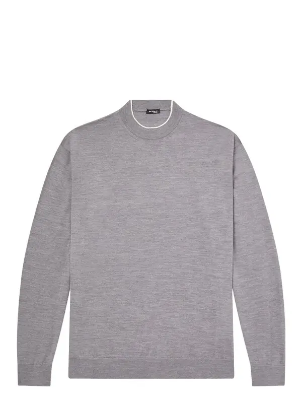 Kiton Merino Wool Crewneck Sweater - Gray