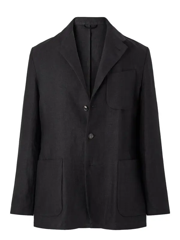 SAMAN AMEL Nehru Linen Jacket - Black