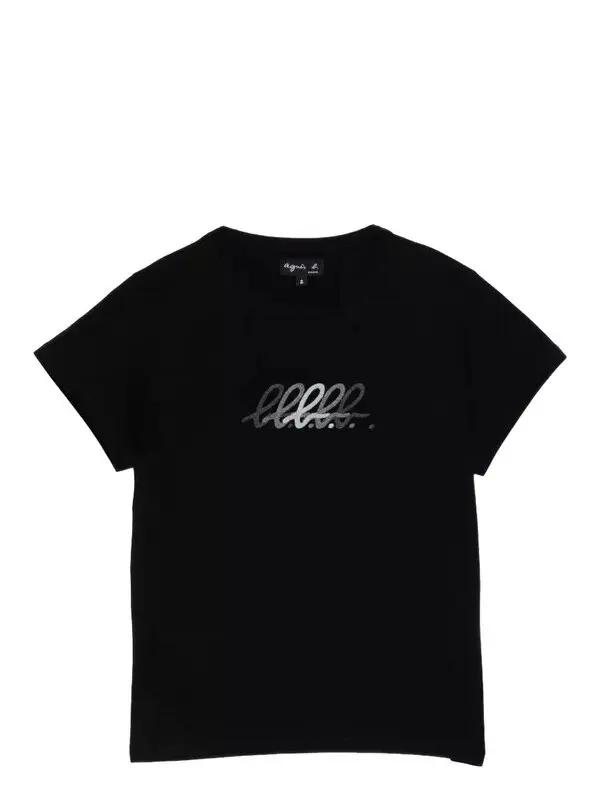 AGNES B. Logo Print Cotton T-shirt - Black