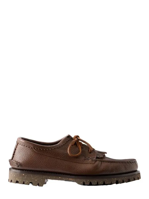 YUKETEN Italian Full-grain Leather Boat Shoes - Brown