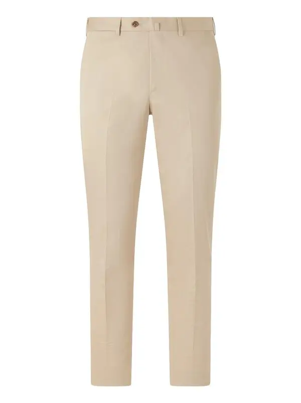 DE PETRILLO Tapered Cotton-twill Suit Trousers - Neutrals