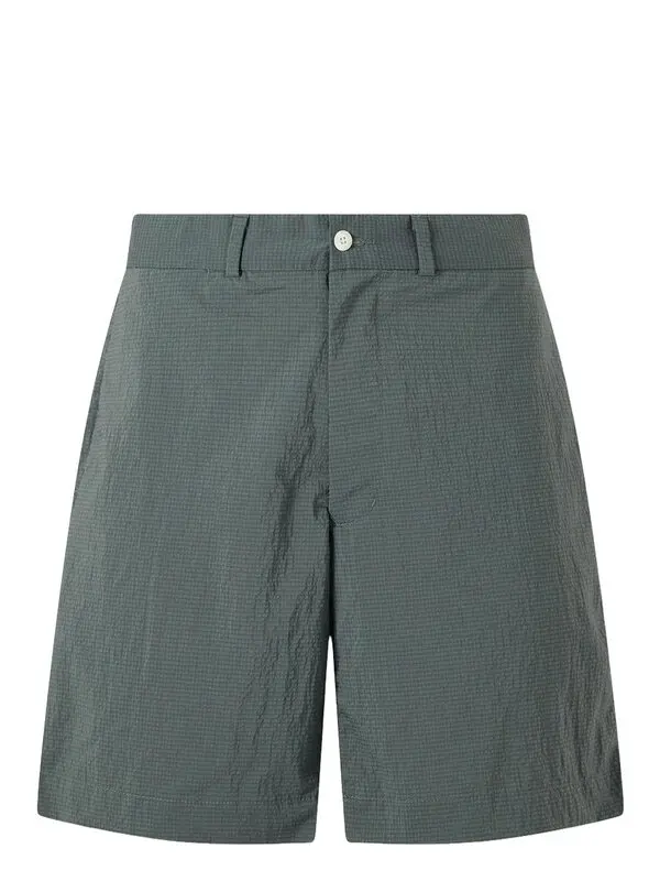 BEAMS Straight-leg Checked Seersucker Shorts - Green