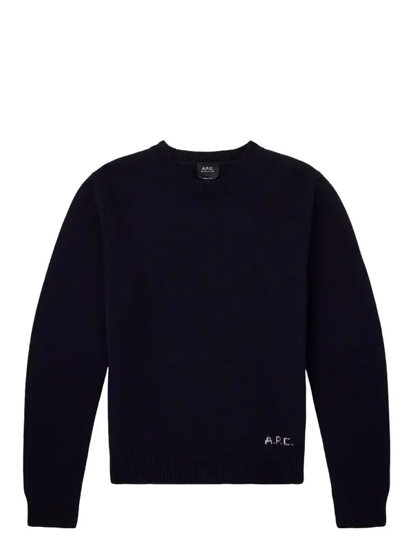 A.p.c. Edmond Logo-intarsia Wool Sweater - Blue