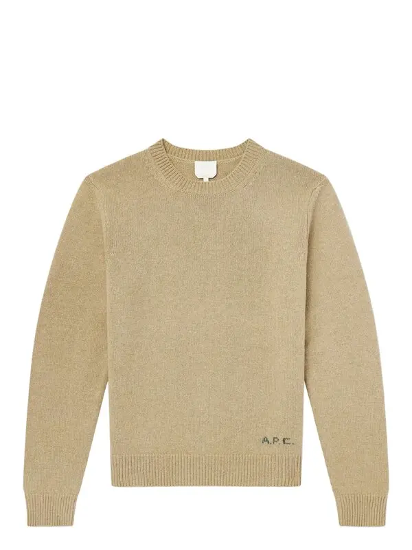 A.p.c. Edmond Logo-intarsia Wool Sweater - Beige