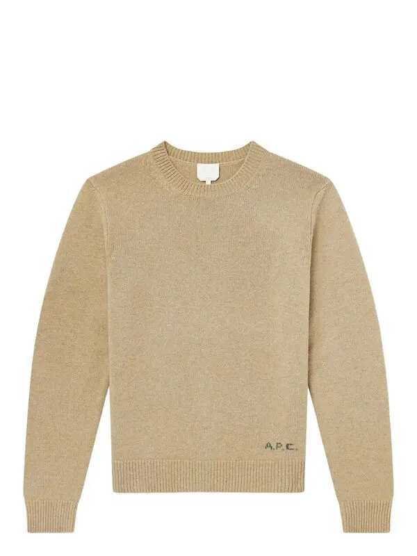 A.p.c. Edmond Logo-intarsia Wool Sweater - Neutrals