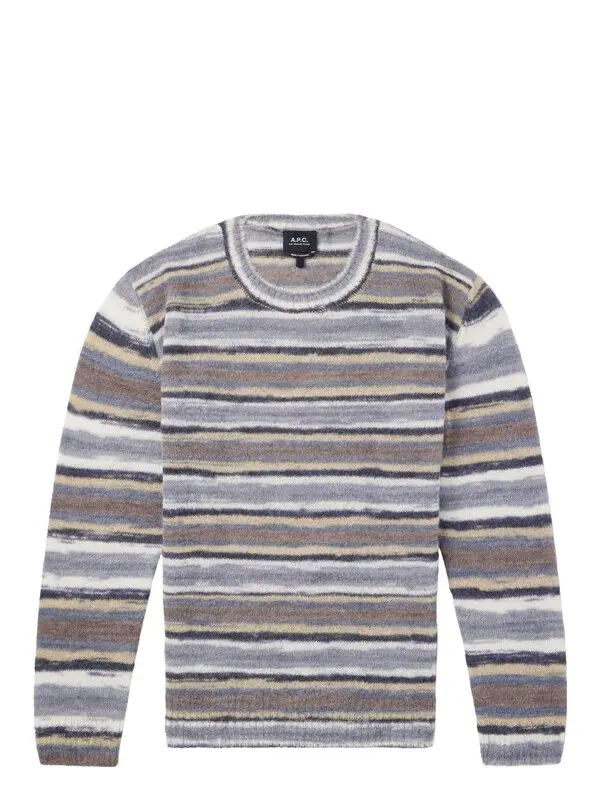 A.p.c. Striped Knitted Sweater - Gray