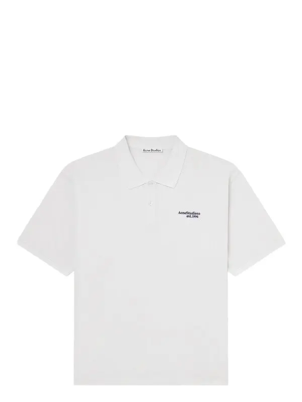 Acne Studios Logo-embroidered Cotton-piqué Polo Shirt - White