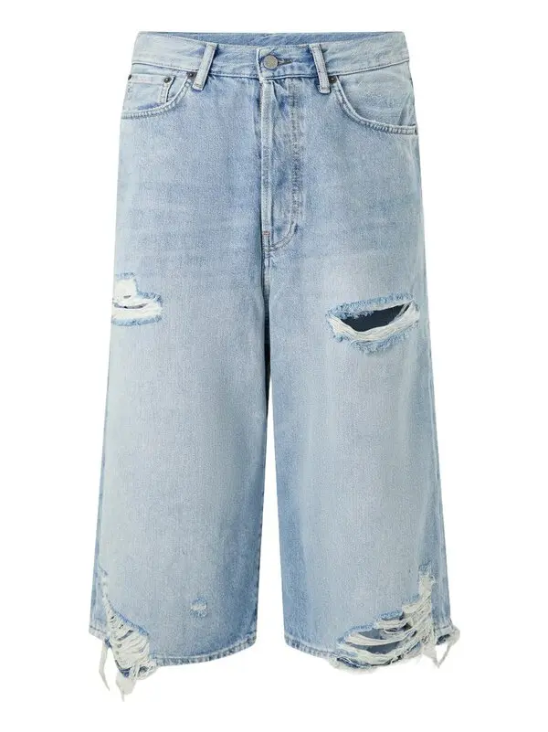 Acne Studios Wide-leg Distressed Denim Shorts - Blue