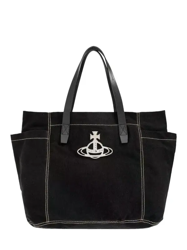 VIVIENNE WESTWOOD Henry Orb Contrast-stitch Tote Bag - Black