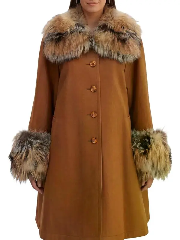 MARIO BORSATO VINTAGE Faux-fur Trim Coat - Brown