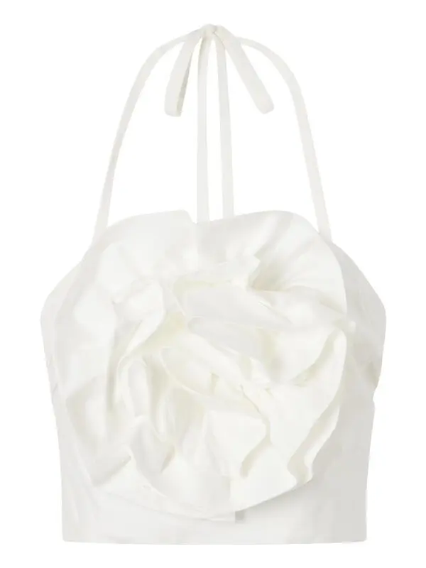 Carolina Herrera Floral Appliqué Halterneck Top - White