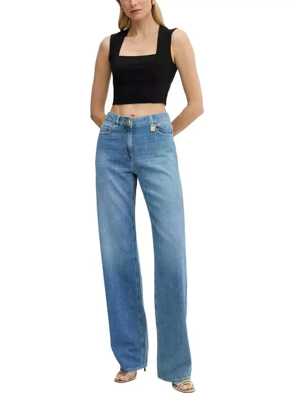 Patrizia Pepe Square Neck Cropped Top - Black