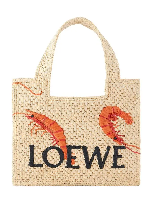 Loewe Embroidered Raffia Tote - Multi