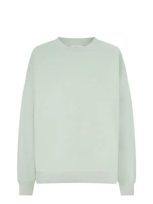 ANINE BING Miles Logo-embroidered Cotton-jersey Sweatshirt - Green