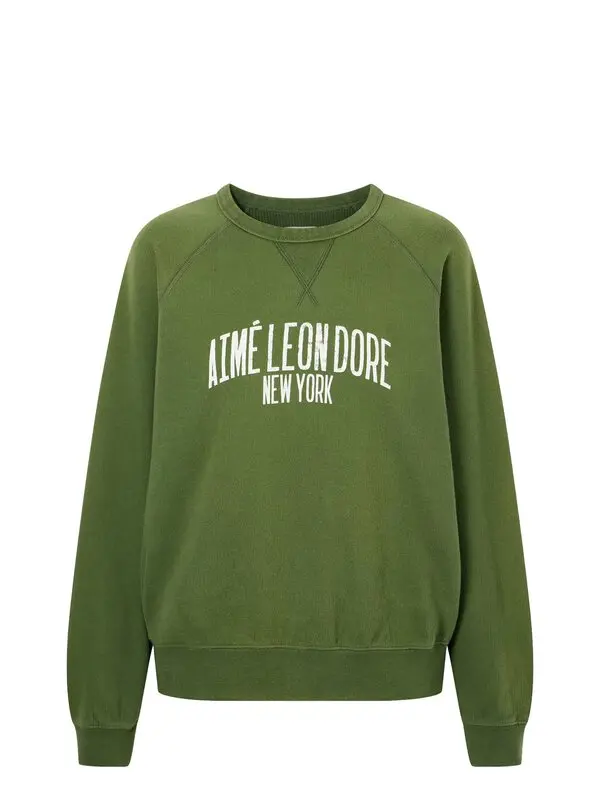 Aimé Leon Dore Logo-print Cotton-blend Jersey Sweatshirt - Green