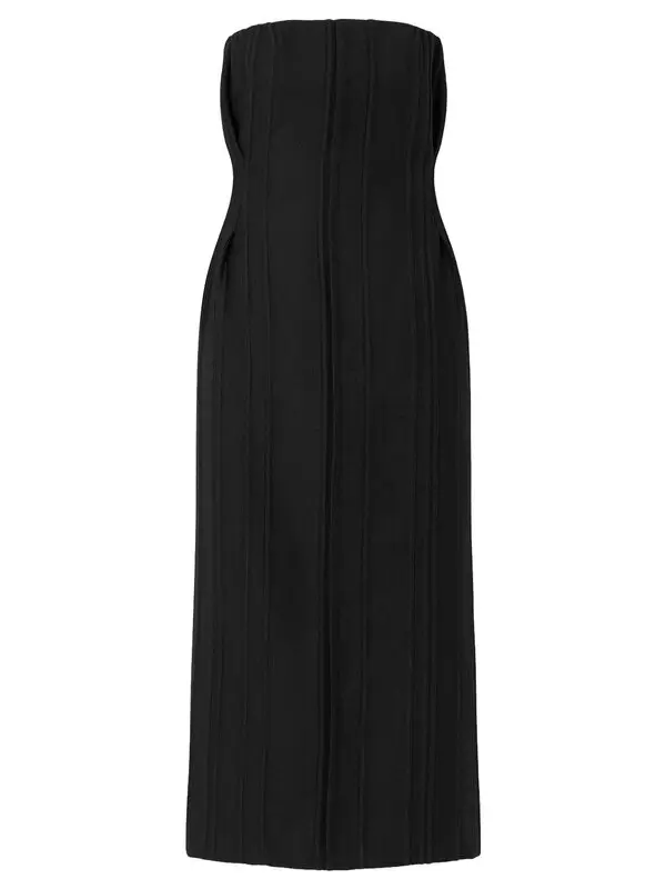 Calvin Klein Strapless Wool Midi Dress - Black