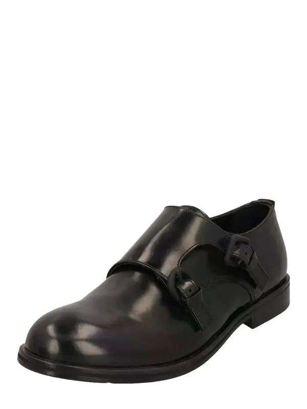 Vintage Double Monk Strap Leather Shoes - Black